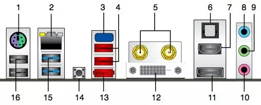 ASUS F1A75-I டீலக்ஸ் -பின்புற இணைப்புகள்-