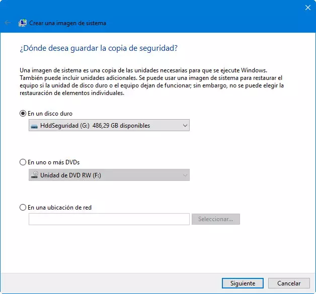 Backup e restauração no Windows