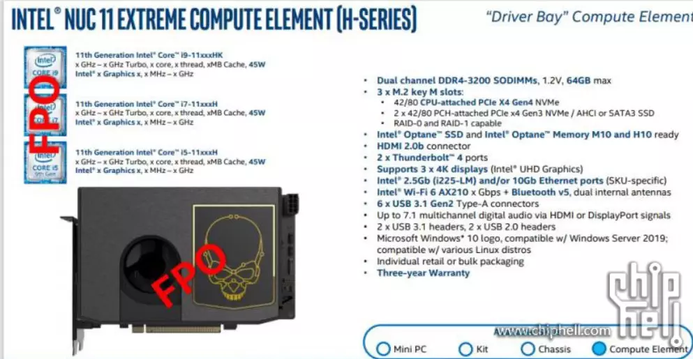 Intel NUC 11 Extreem