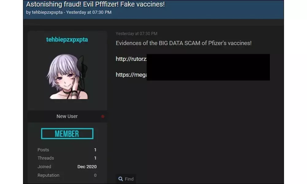 Filtered Pfizer COVID-19 vaccine data link