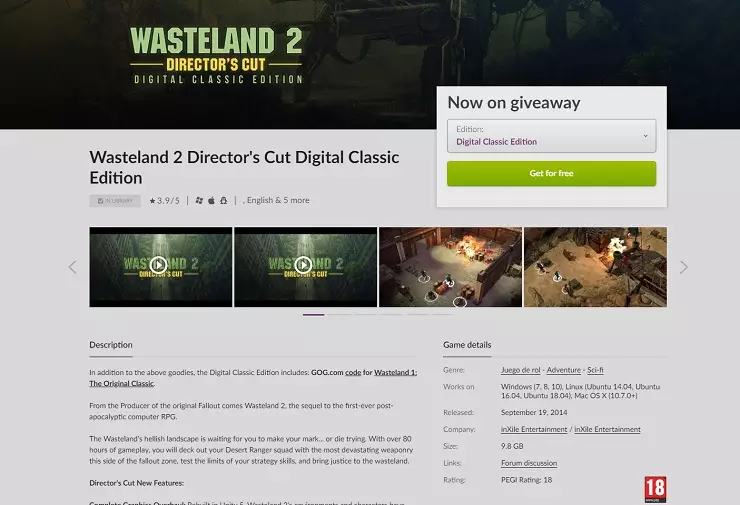 Entuk Wasteland 2 gratis lan aja kantun tawaran Good Old Games Natal 20713_2