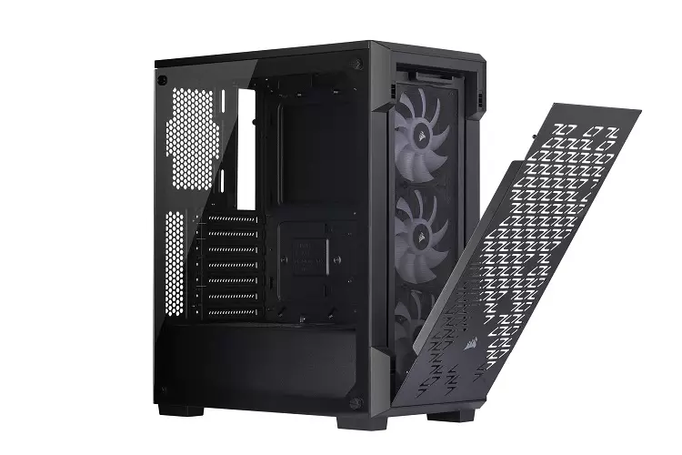 „Corsair iCUE 220T RGB Airflow“ ir „Corsair iCUE SP140 RGB PRO“ apžvalga: oro spalvos atradimas 24647_11