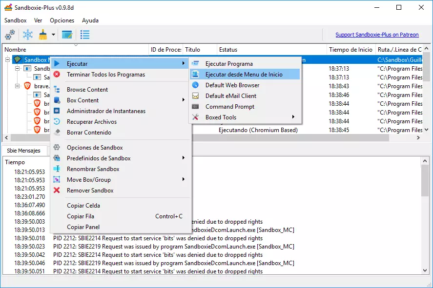 Run an application or program inside the sandbox in Sandboxie Plus