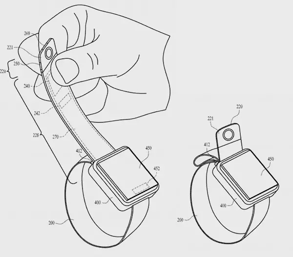 Apple запатентовала гибкие ремешки для камер Apple Watch 27467_2