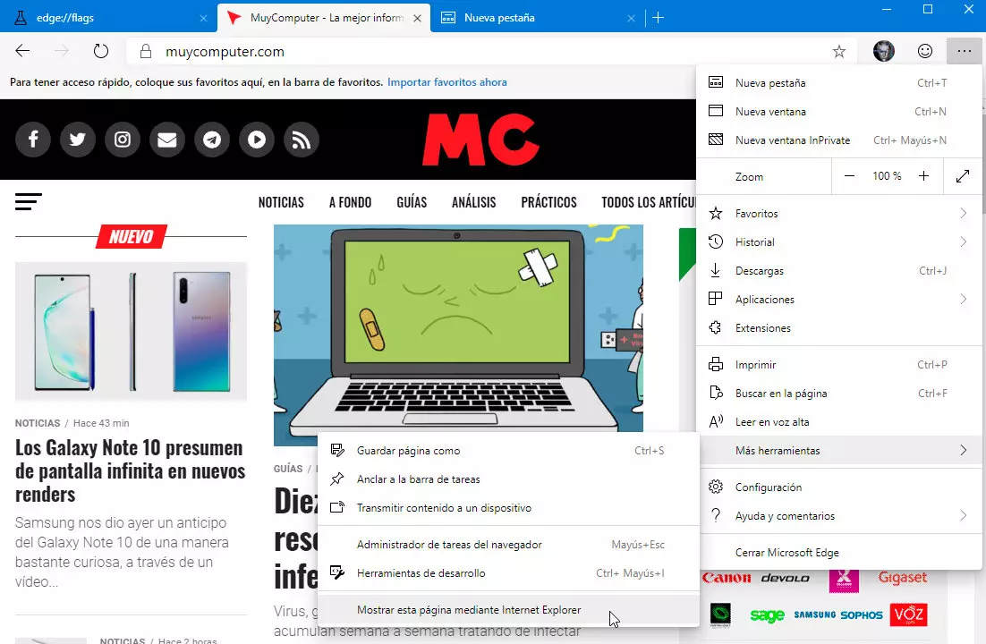 Tryb przeglądarki Microsoft Edge IE