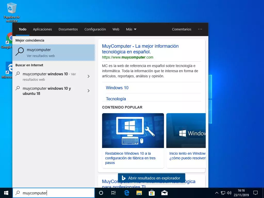 Windows 10 su'esu'e pa o lo'o galue ma Bing