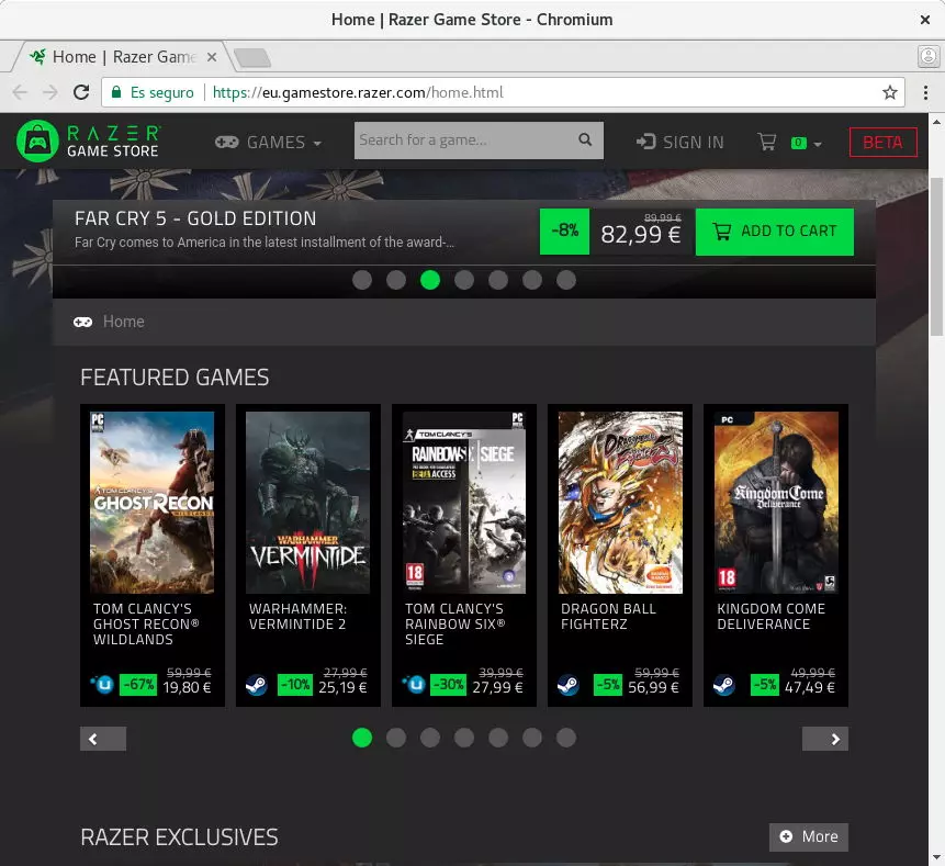 Steam un uPlay spēles Razer spēļu veikalā