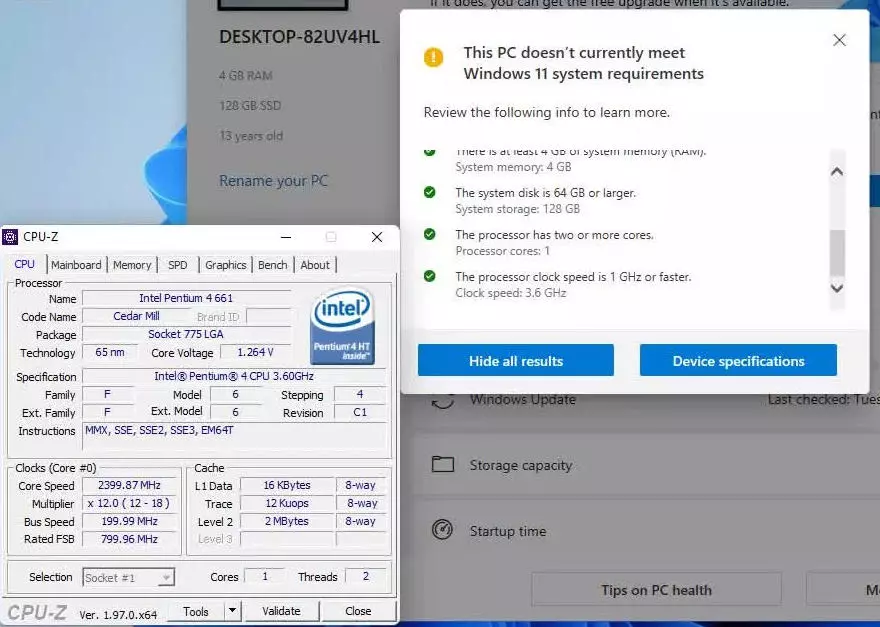 Windows 11 töötab 15 aasta taguses Pentium 4-s ja ametlikult! 39504_3