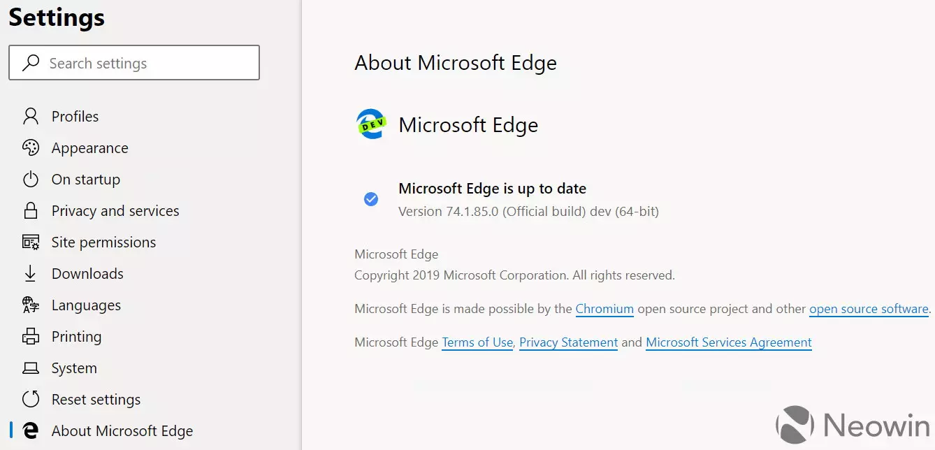 utseendet på nya Edge Chromium