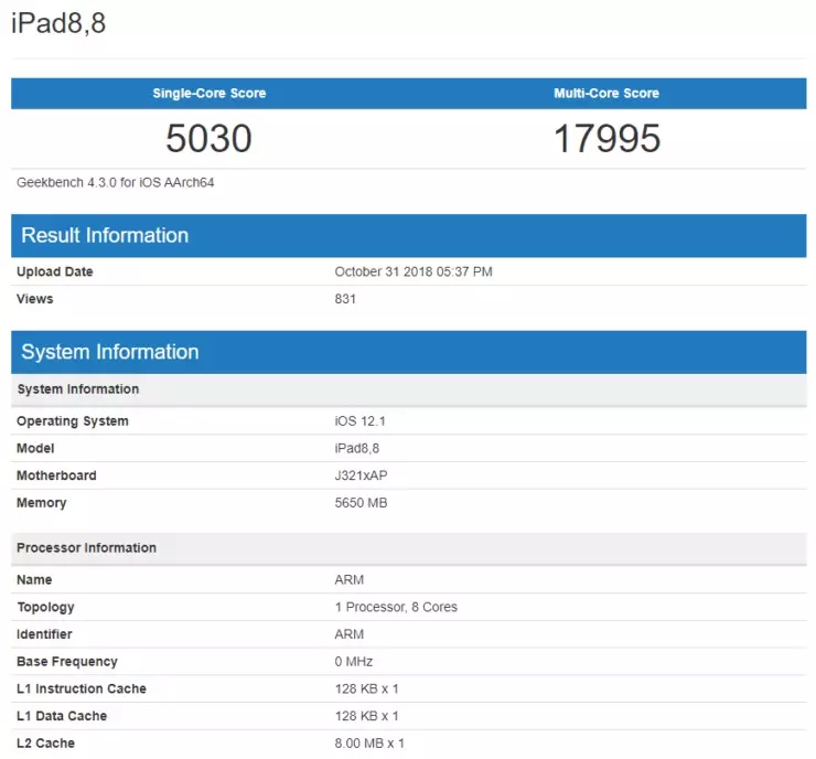 Afköst iPad Pro 2018: nálægt Core i9 8950HK 43524_3