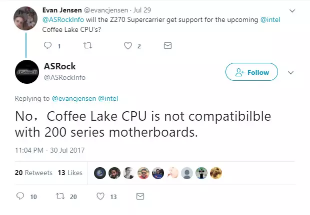 ASRock e re Intel Coffee Lakes e tla hloka liboto tsa bo-'mè tse ncha 45425_2