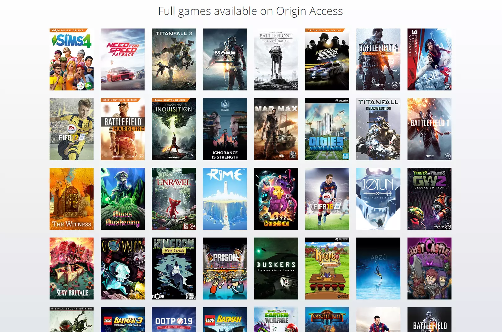 Origin Access Premier-spel