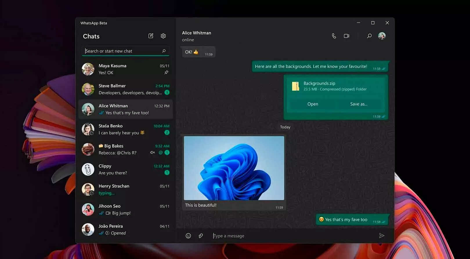 Awọn ilọsiwaju ninu ohun elo WhatsApp fun Windows 11