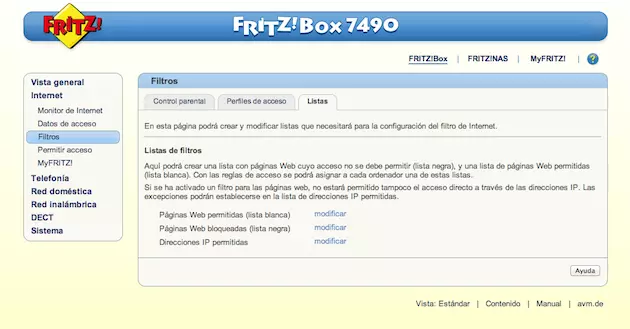 FRITZ!Box 7490 فلٹرز