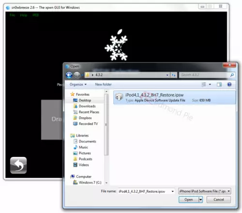 Jailbreak dia nanala ny iOS 4.3.3 nefa tsy nanangana baseband amin'ny Windows miaraka amin'ny Sn0wBreeze 2.7.1 85556_2