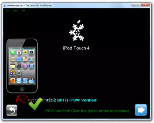 Jailbreak dia nanala ny iOS 4.3.3 nefa tsy nanangana baseband amin'ny Windows miaraka amin'ny Sn0wBreeze 2.7.1 85556_4