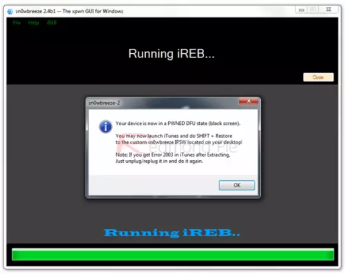 Jailbreak imefungua iOS 4.3.3 bila kuinua msingi kwenye Windows ukitumia Sn0wBreeze 2.7.1 85556_9