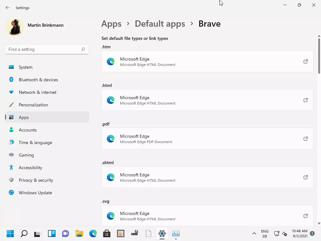 Windows 11 - Default apps