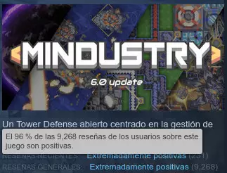 Avis sur Mindustry sur Steam